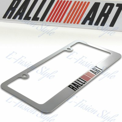 Mitsubishi RALLIART Chrome Plated Brass License Plate Frame with Black ...