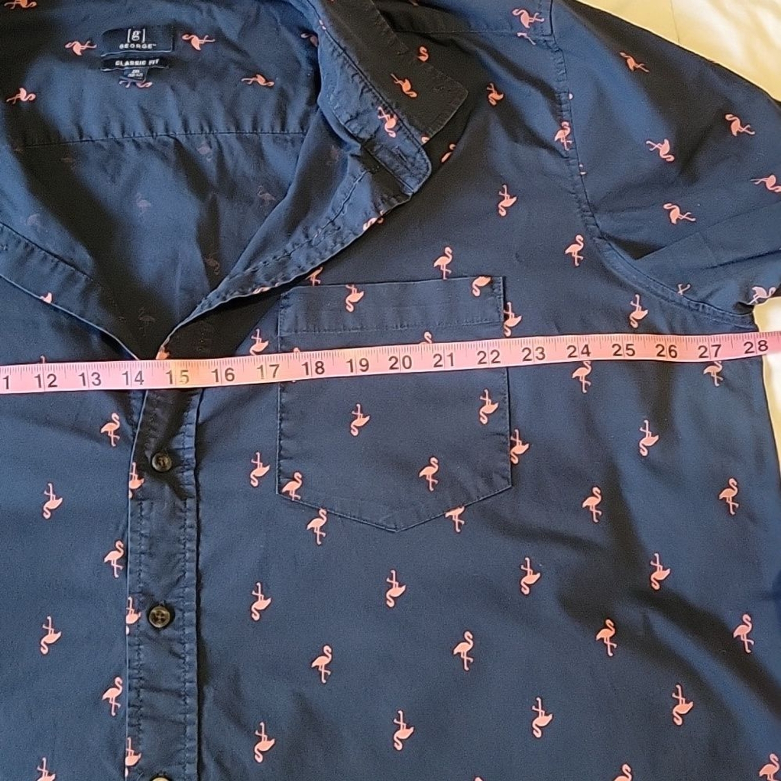 George classic fit men's navy blue with pink flamingo… - Gem