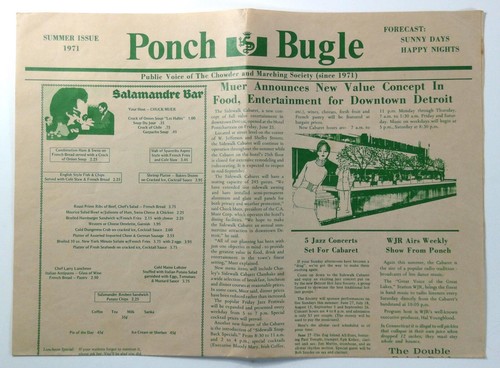 1971 Vintage Menu PONTCHARTRAIN HOTEL - SIDEWALK CABARET Chuck Muer ...