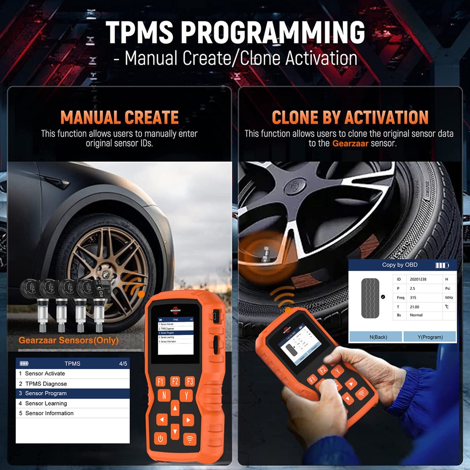 4 TPMS +OBDII TPMS Programmer Tires Sensors Activate Programming ...