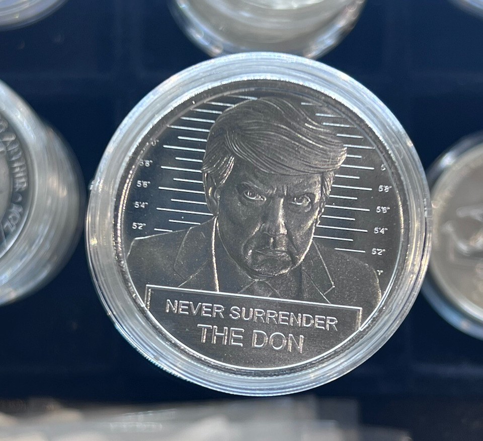 LOT OF 10 X 1 oz .999 Fine Silver Round Trump - The Don Never surrender ...