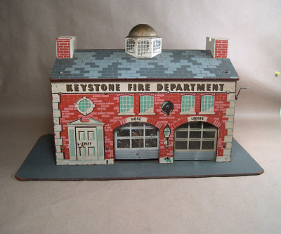 Vintage Keystone Fire Department Building Two Door Toy Masonite | eBay