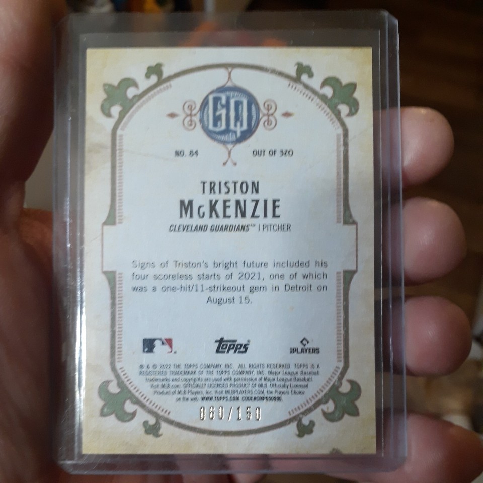 2022 Topps GQ Triston Mckenzie Blue Parallel 60/150 #84 guardians | eBay