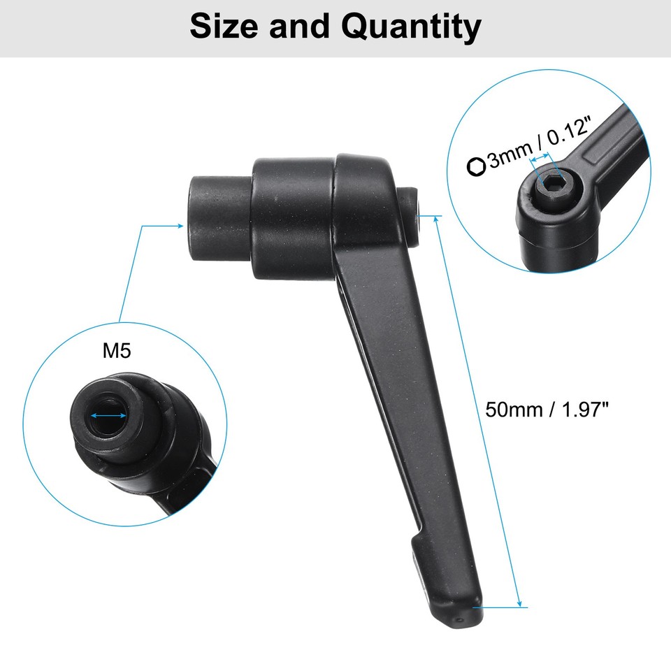 4pcs Clamping Lever Adjustable Handle Set Metric M5 x 50mm Male M5 ...