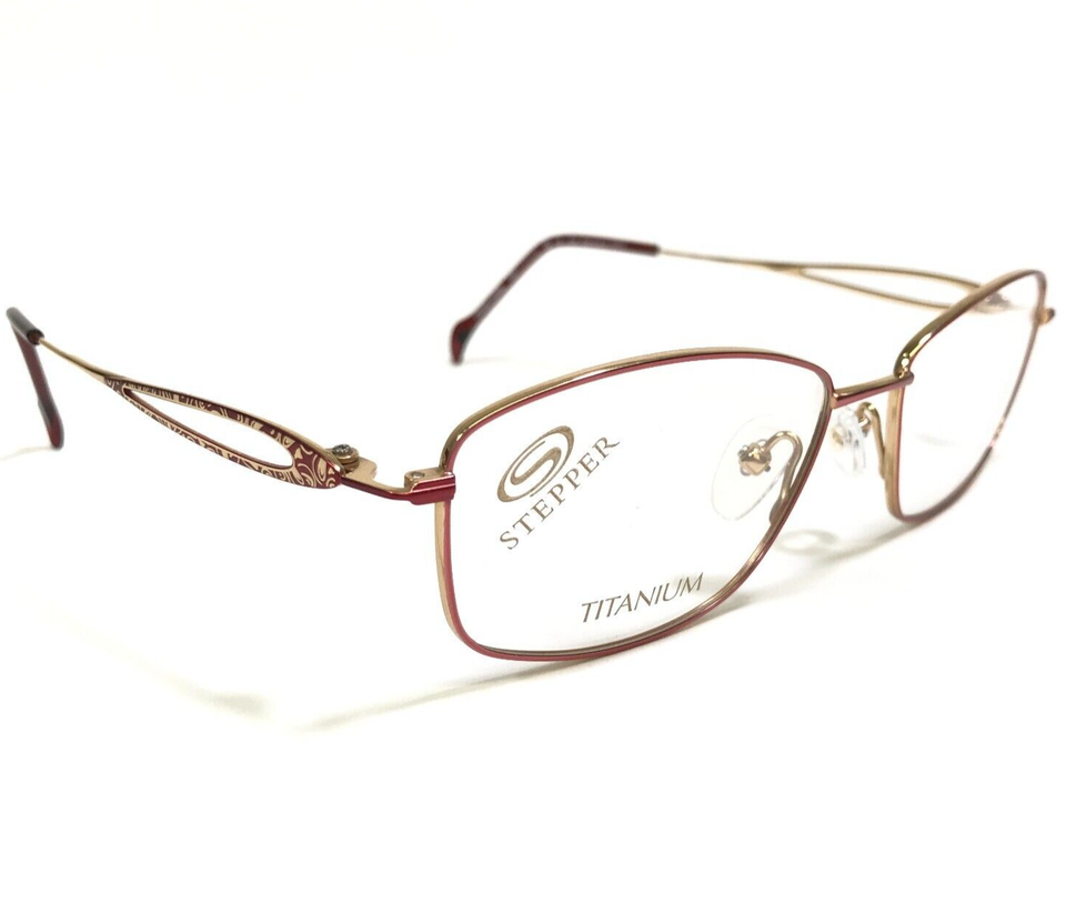 Stepper Eyeglasses Frames SI-50071 F023 Red Rose with Gold Square Wire ...