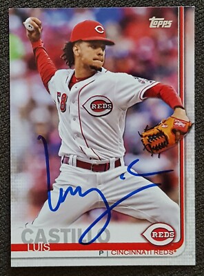 LUIS CASTILLO SIGNED 2019 TOPPS BASEBALL CARD #156 CINCINNATI REDS AUTO ...