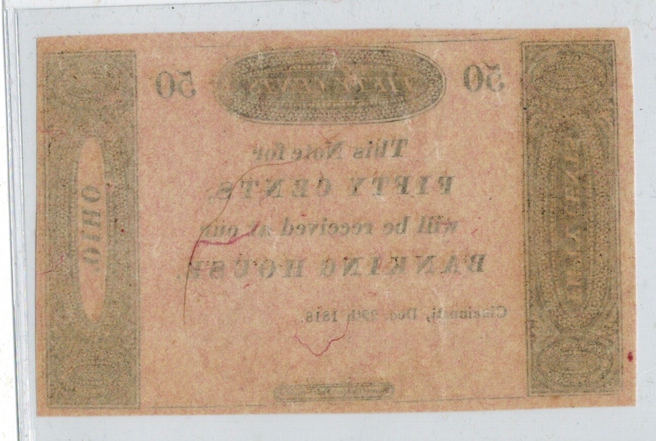1818 Cincinnati Ohio BANKING HOUSE OF J.H. PIATT 50c Obsolete Currency ...