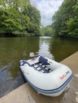 Honda Honwave 2.5m slatted floor inflatable boat with 2.3hp outboard ...