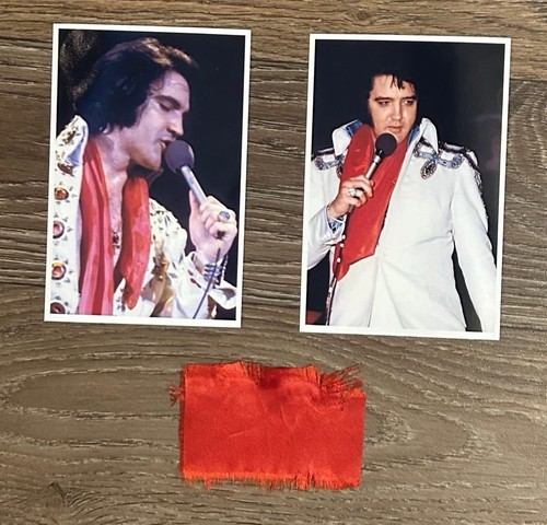 Elvis Presley Red Scarf Piece With 4x6 Photos TCB | eBay