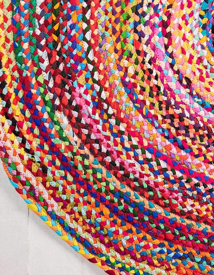 Oval Rug 100% Cotton Braided Area Rug floor Home Living Room Modern ...