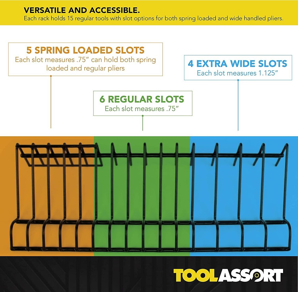 2x Metal Pliers Organizer Storage Rack,Wrench Hand Tool Holder 15-Slot ...
