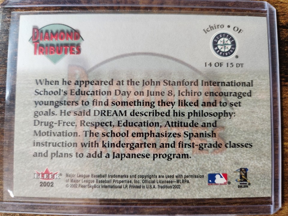 2002 Fleer Tradition Ichiro Diamond Tributes Insert #14 DT Seattle ...