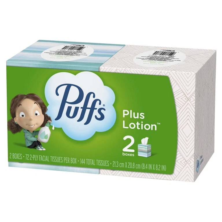 Two Puffs Facial Tissue Boxes