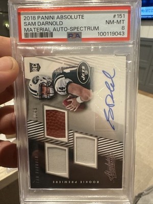 2018 Absolute Sam Darnold ROOKIE RC MATERIAL Auto #25/49 #151 PSA 8 ...
