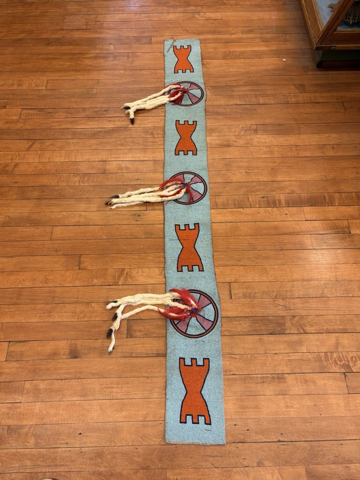 Antique Native American Plateau Beaded Blanket Strip Pinwheel Design ...