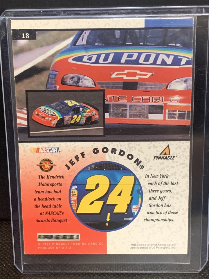 AWESOME 1998 PINNACLE MINT JEFF GORDON BRASS CARD & COIN #13 ~ NASCAR ...
