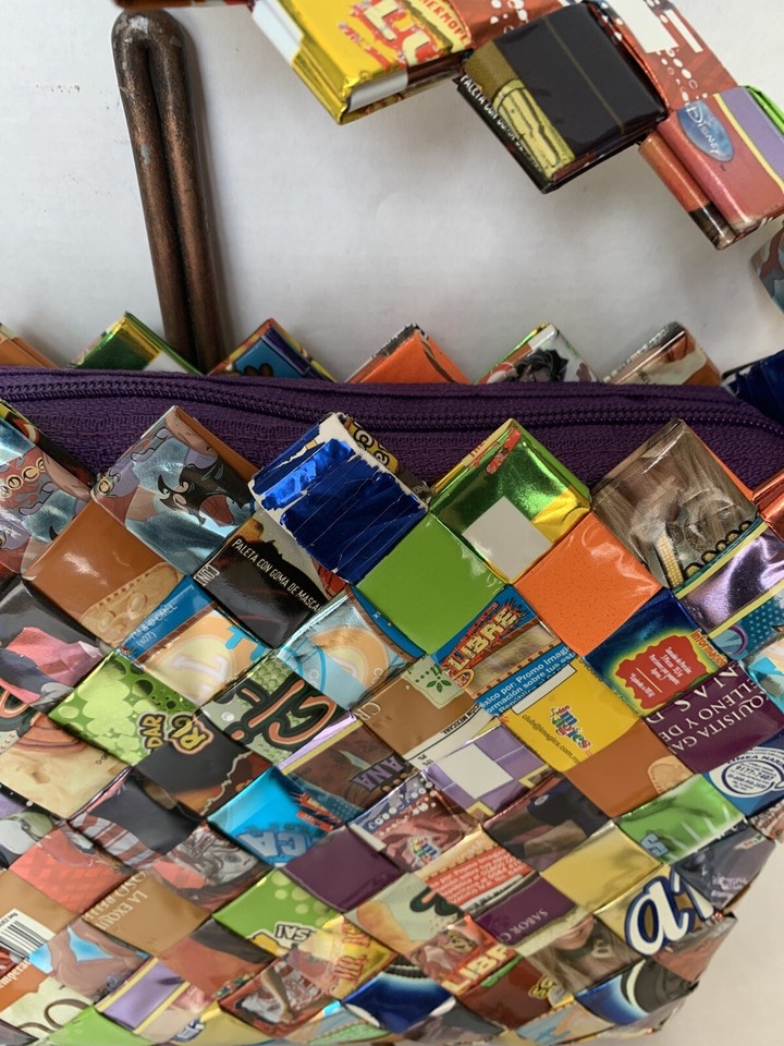 Candy Gum Wrapper Purse Shoulder Bag Woven Recycled Upcycled Wearable ...