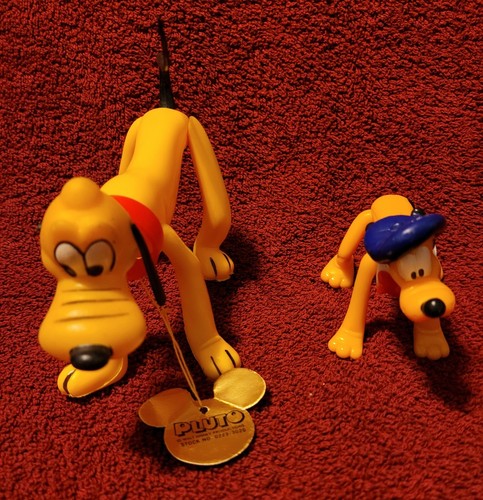 2 Walt Disney Productions Pluto The Dog Vinyl Figures W/ Original Tag ...