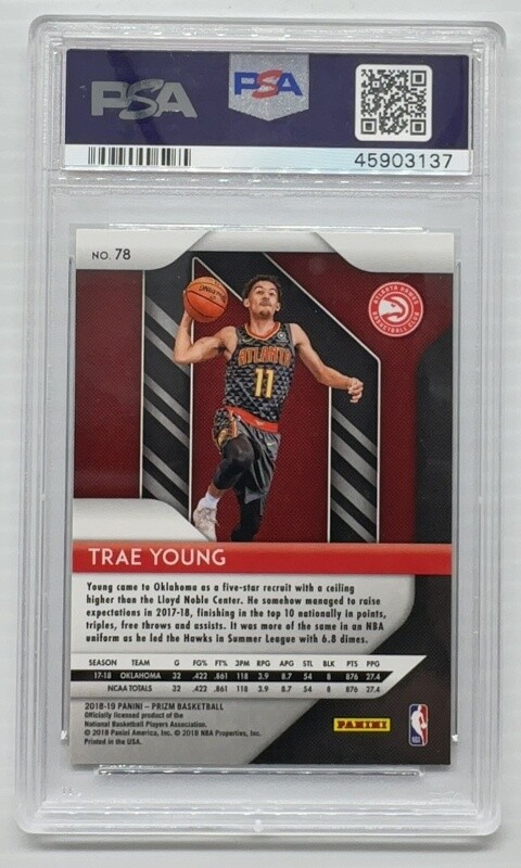 2018-19 Prizm Trae Young Rookie Card RC #78 PSA 9 MINT Hawks | eBay