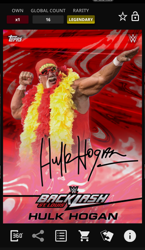 Topps WWE Slam 2025 Hulk Hogan Backlash Red Signature Legendary 100cc ...