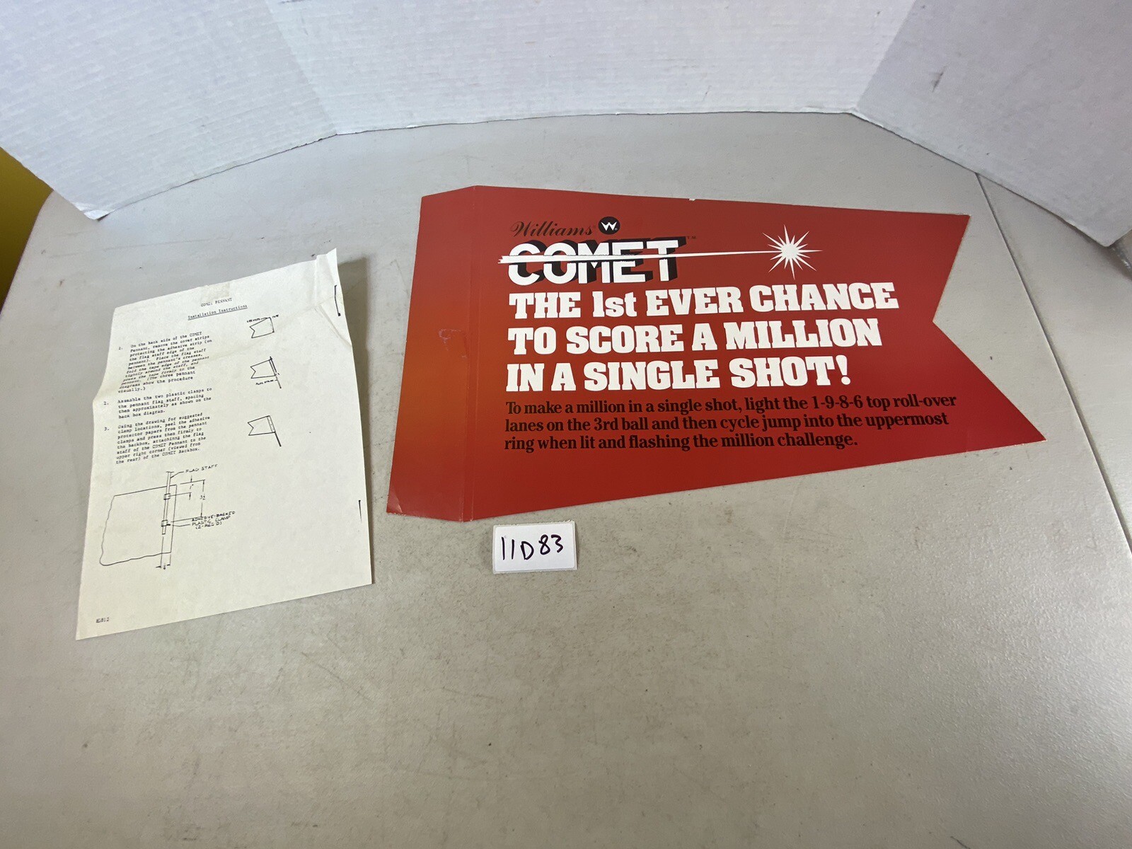 rare Williams Comet Pinball Machine Display Pennant Sign NOS promo ...