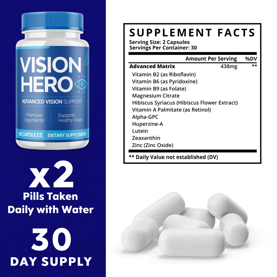 Vision Hero Eye Pills, VisionHero Eye Supplement for Vision Health (60 ...