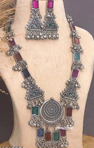 Vintage Traditional Ethnic Silver Oxidized Afghani Long Indian Necklace Jewelry | eBay