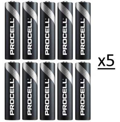 50 DURACELL PROCELL AA LR6 PC1500 STILO 1.5 V ALCALINA INDUSTRAL ...