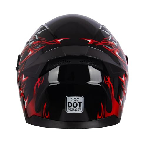 Red Flame L | Crown Racing Full Face Motorcycle Helmet 2 Lenses with ...