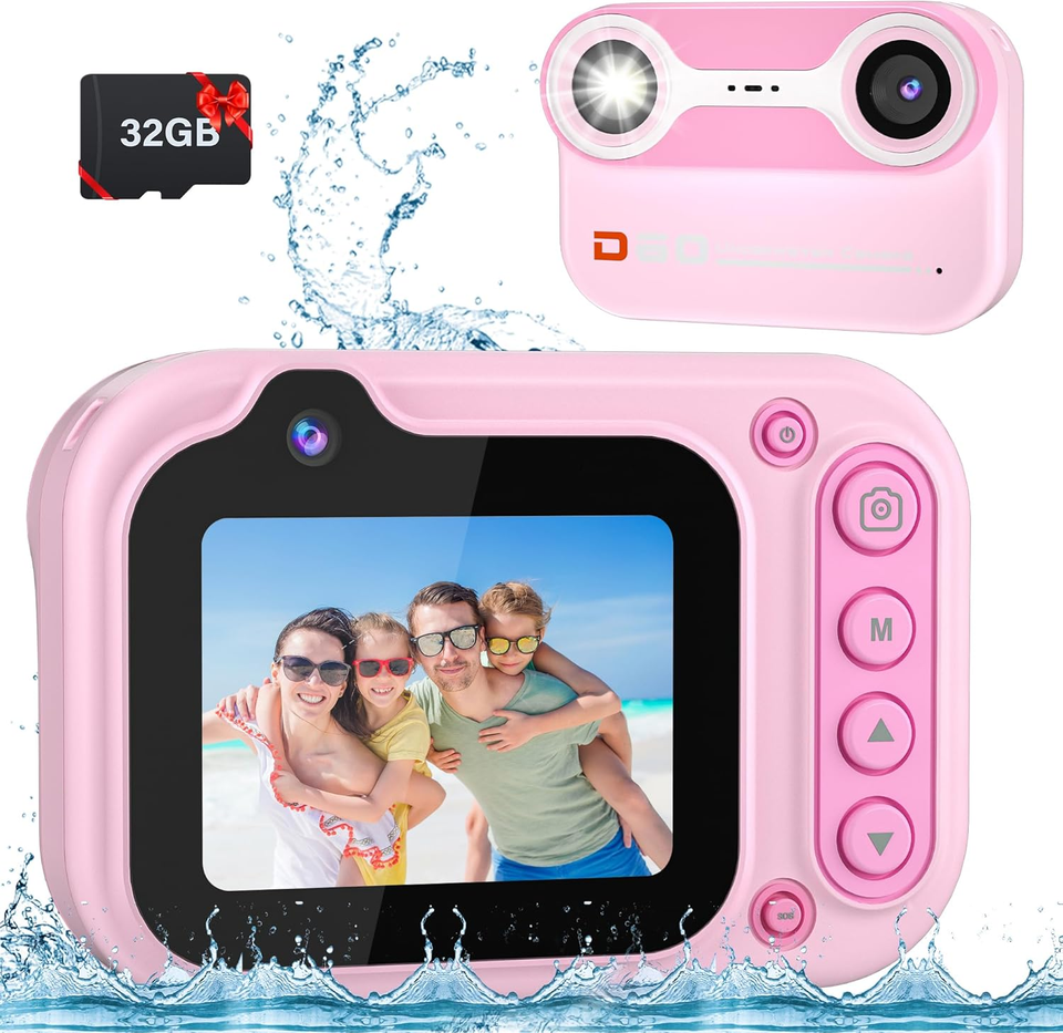 Kids Camera - Waterproof Mini Camera, Digital Action 1080P 3.2In IPS ...