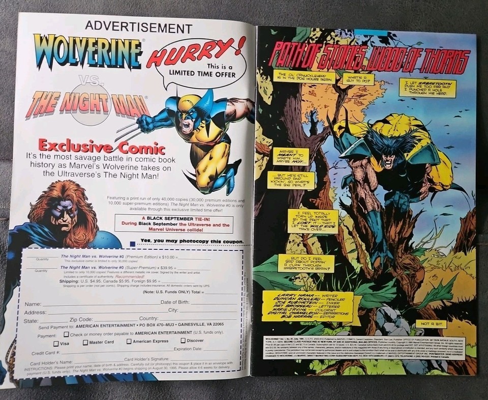 WOLVERINE #91 1995 "PATH OF STONES, WOOD OF THORNS" | eBay
