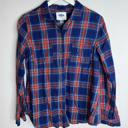 Old Navy Women's Casual Plaid Shirt - Blue and Red | Size Large | eBay