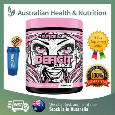 FACTION LABS DEFICIT CLINICAL 50 SERVES + FREE SHIPPING & SHAKER/C4 CAN ...
