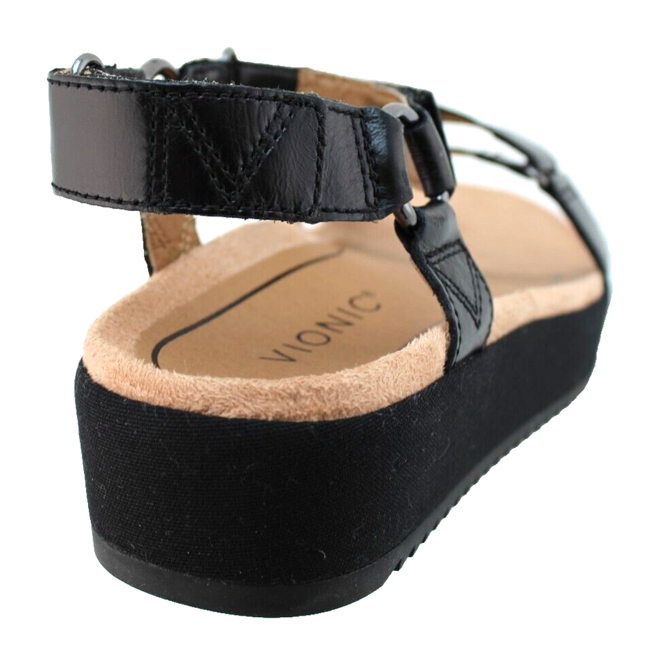 NWB VIONIC Kayan Size 7 Black Orthotic Backstrap Women Comfort Sandals ...