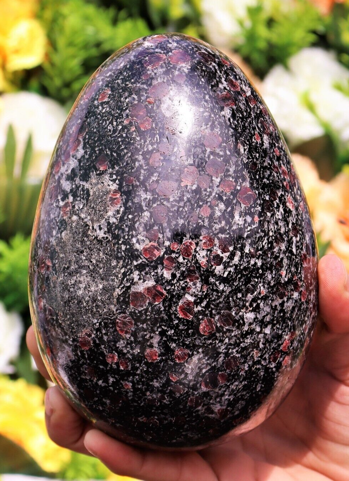 145MM Ruby Spinel Crystal Egg Natural Ruby In Spinel Chakra Alignment ...