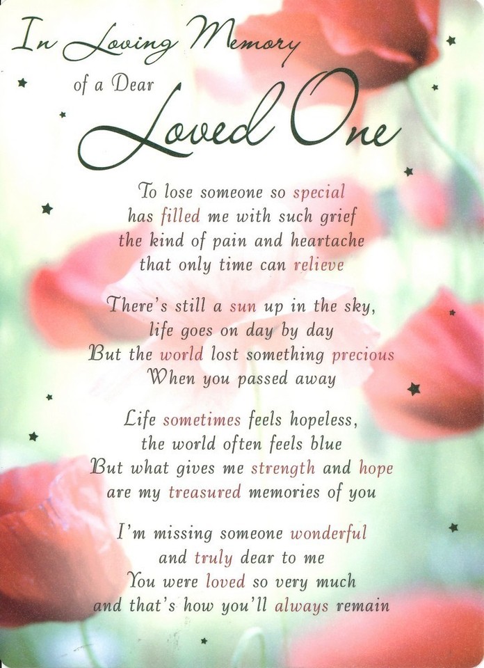 GRAVE MEMORIAL CARD Graveside Funeral Loving Memory Verse Remembrance ...