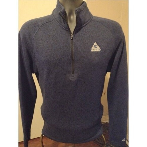 Men's Gerry 1/4 Zip Pullover Sweater Size Medium M Navy Blue Polyester ...