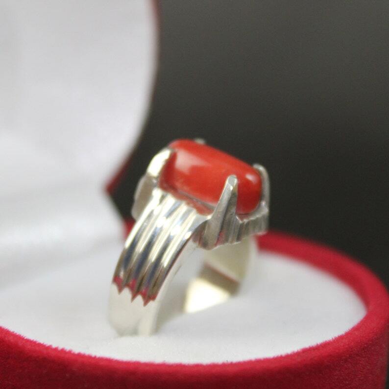 Natural Unheated and Untreated Women Coral Marjan Ring in 925 sterling ...