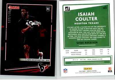 Isaiah Coulter 2020 Donruss Season Stat Line #282 /500 Texans RC Rookie ...