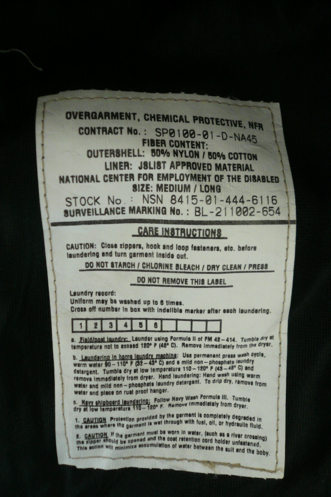 OVERGARMENT, CHEMICAL PROTECTIVE, JACKET - JSLIST; DCU PATTERN | eBay