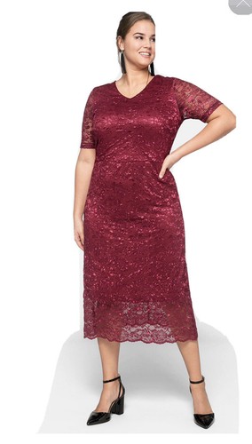 sheego Spitzenkleid transparent mit Shape Innenkleid In Größe 46 Rot ...