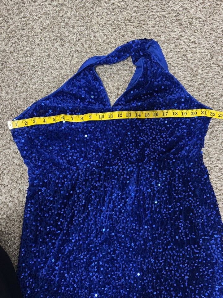 Royal Blue Sequin One-Shoulder Cocktail Dress – Stretch Velvet – Fully ...