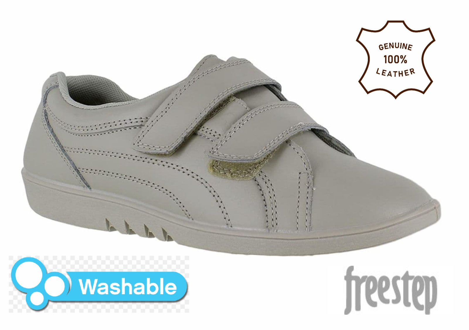 Freestep New Ladies Leather Nurse Womens Washable Trainers Casual Shoes ...