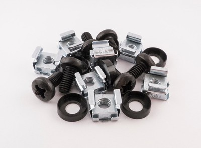 20 Pack of BLACK M6 Cage Nuts Screws 19" Data Network Rack Cabinet ...