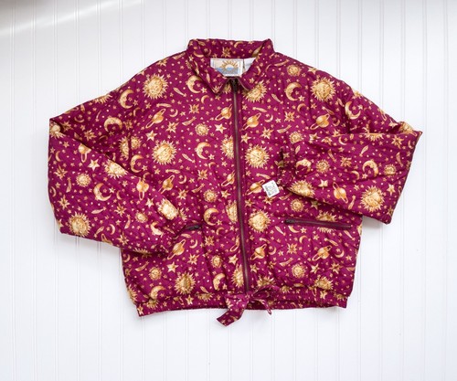 vtg Solair Neiman Marcus celestial sun moon stars quilted windbreaker ...