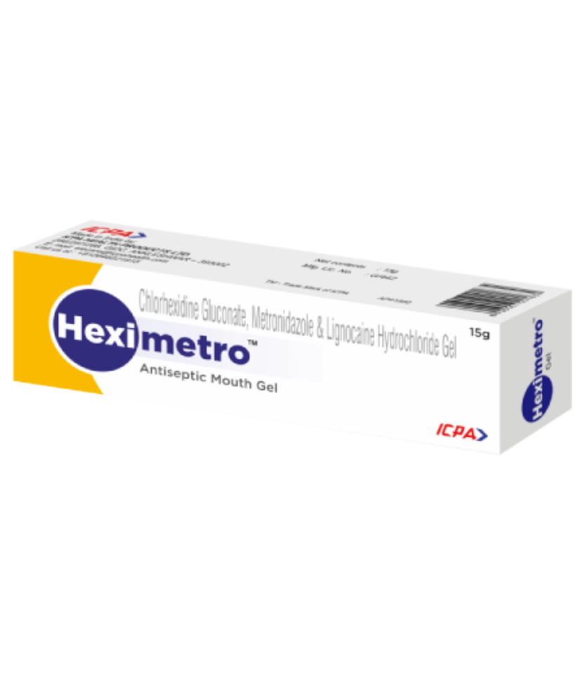 HexiMetro Anti sep tic Triple Action Dental Mouth Gel 15gm Tube by ICPA ...