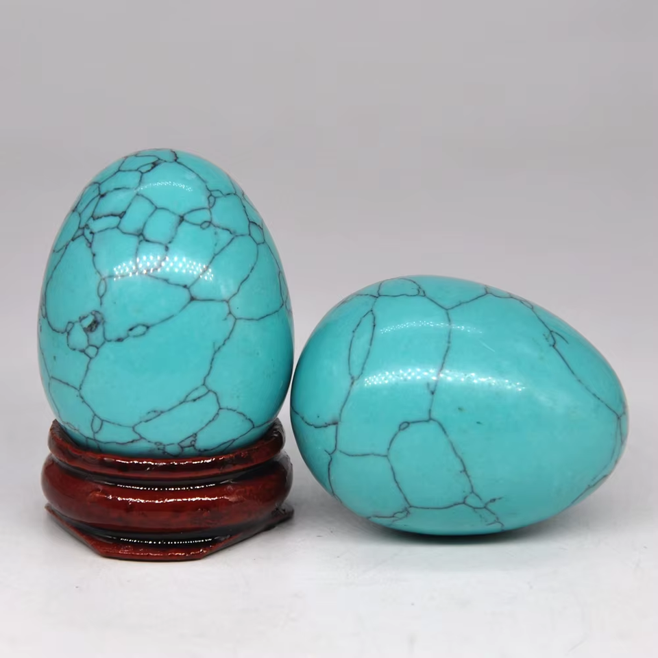 30X40Mm Green Howlite Turquoise Egg Shaped Stone Healing Natural ...