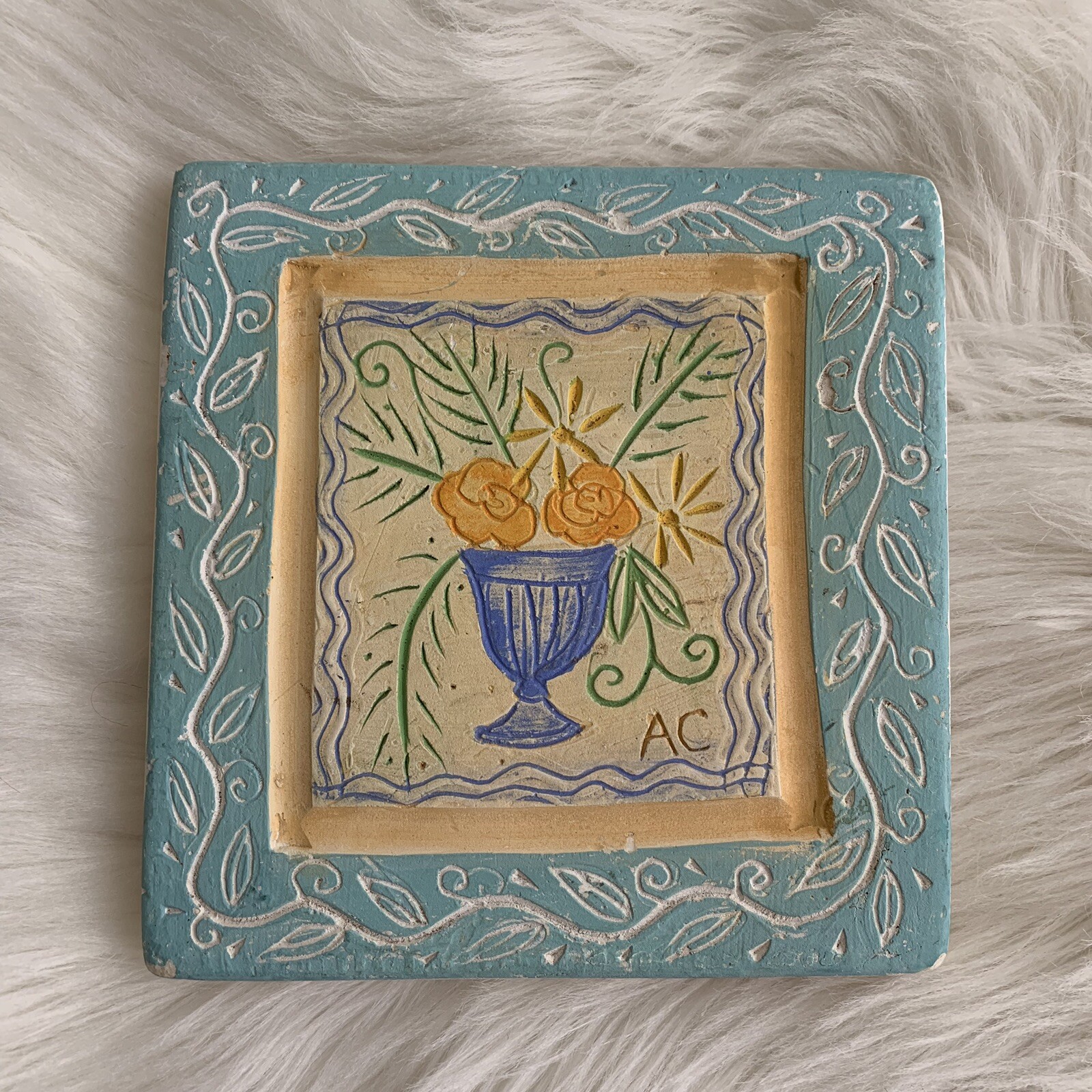 Anna Chandler Design Australia Wall Plaque Tile Flowers Goblet Decor ...