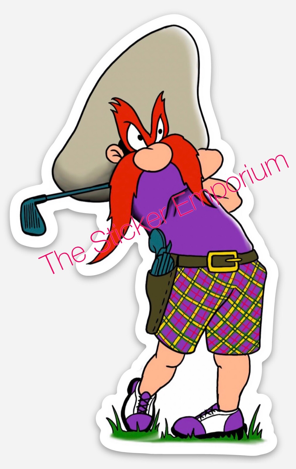 Yosemite Sam Golfing Golf Sticker ~ Laptop Car Club Bag Tumbler Cup ...