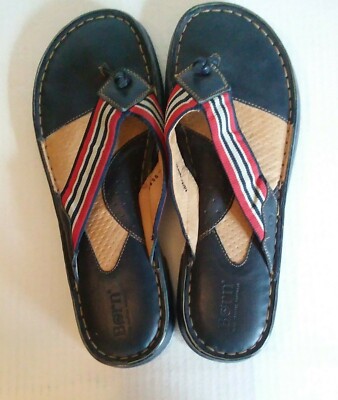 Born Navy Leather Strap Womens Slip On Sandals SZ 10 | eBay
